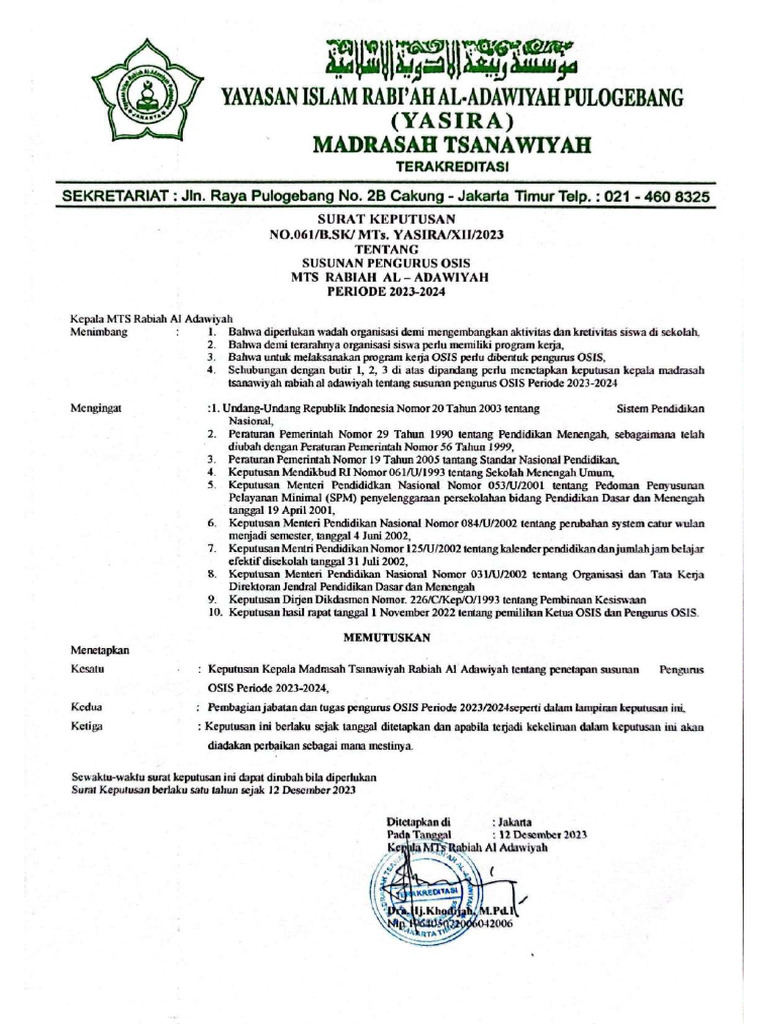 SK Osis 2023 2024 | PDF