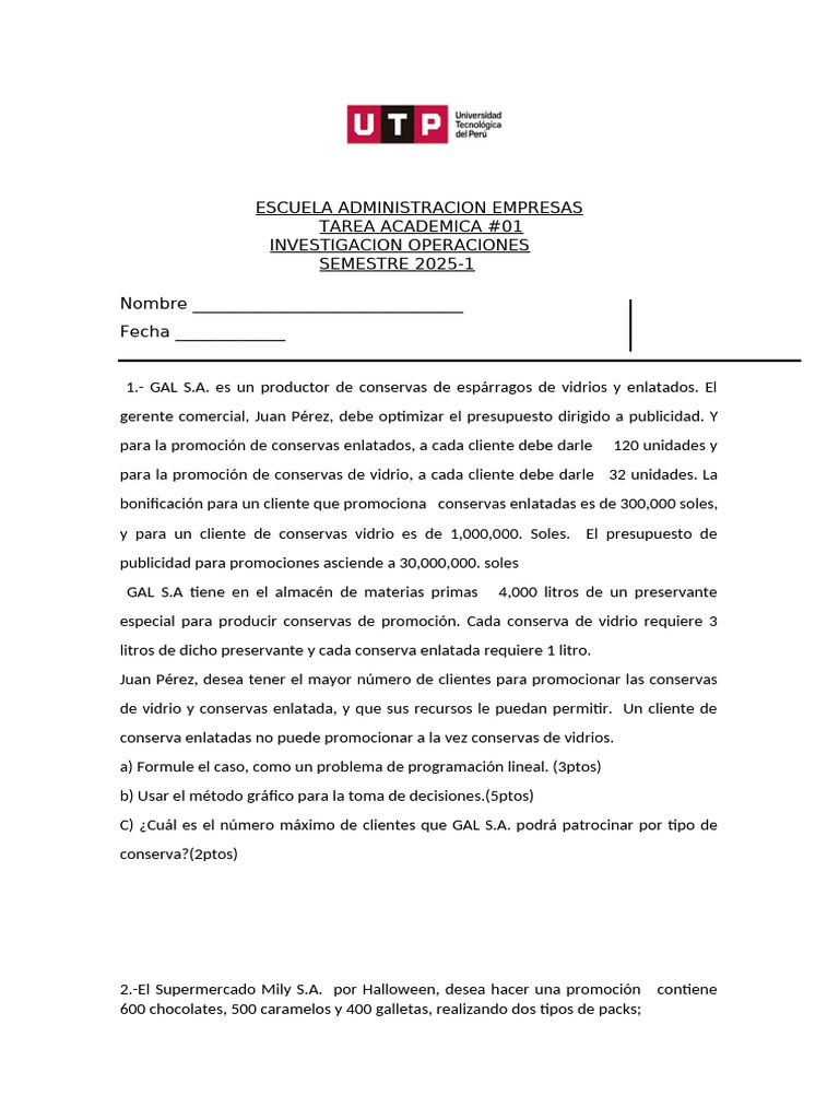 Tarea Academica N1 UTP | PDF