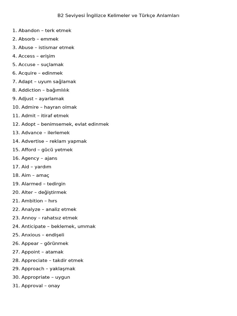 B2 English Vocabulary List | PDF