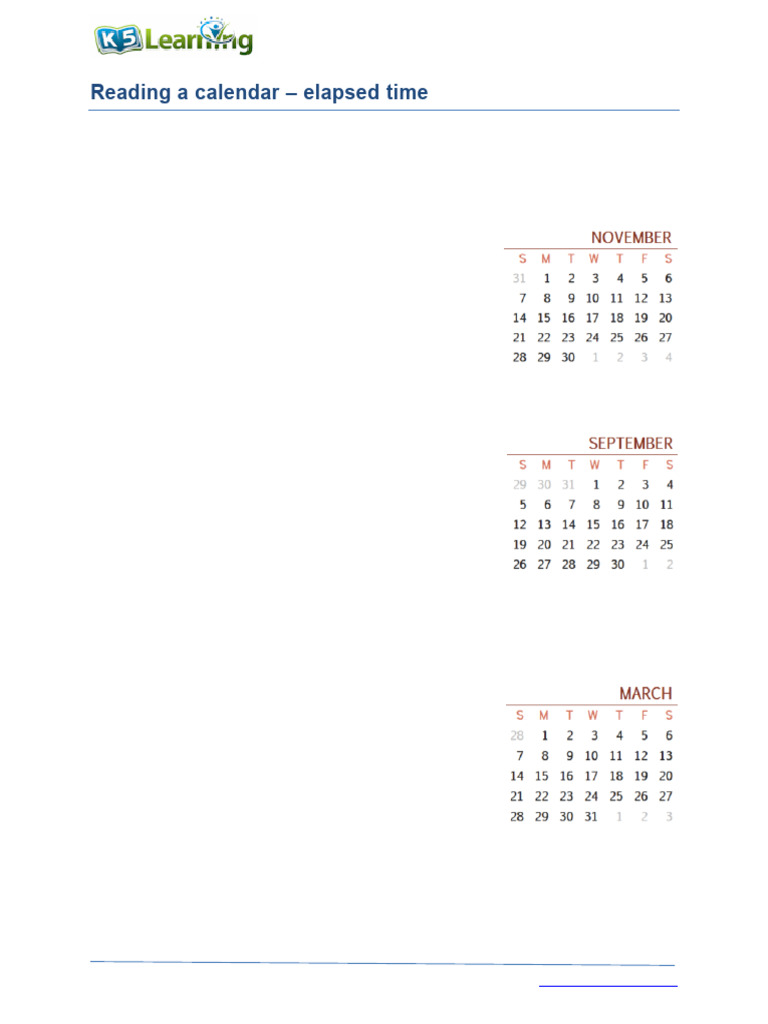 Grade 3 Calendar Time Worksheet | PDF