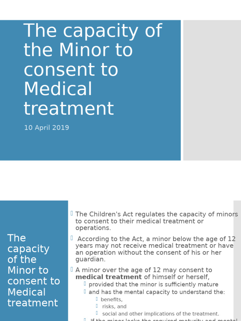 CHAPTER 8 Minors Medical Treatment Lecture Five | PDF | Informed ...