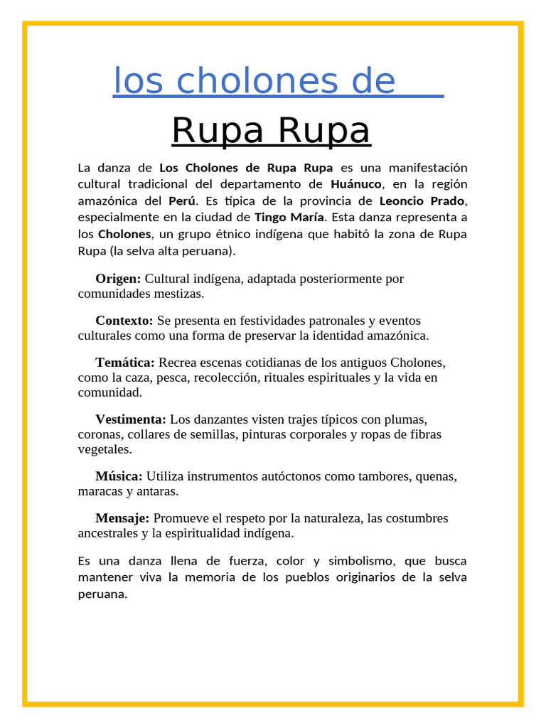 Danza Cholones de Rupa Rupa | PDF