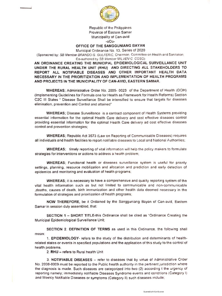 Municipal Ordinance No. 13 Series of 2020 | PDF