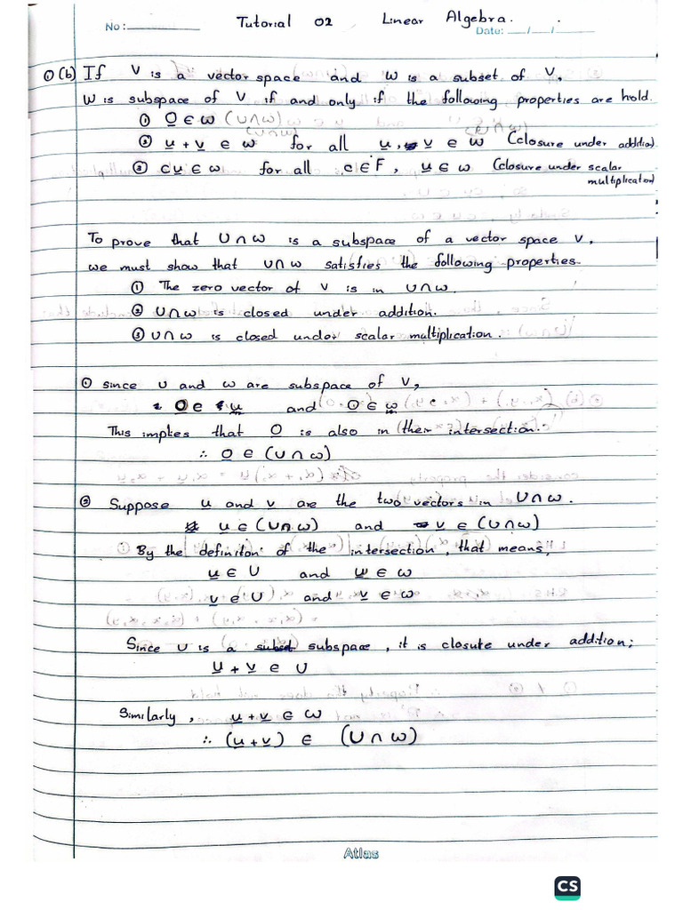 Linear Algebra Tutorial Ans | PDF