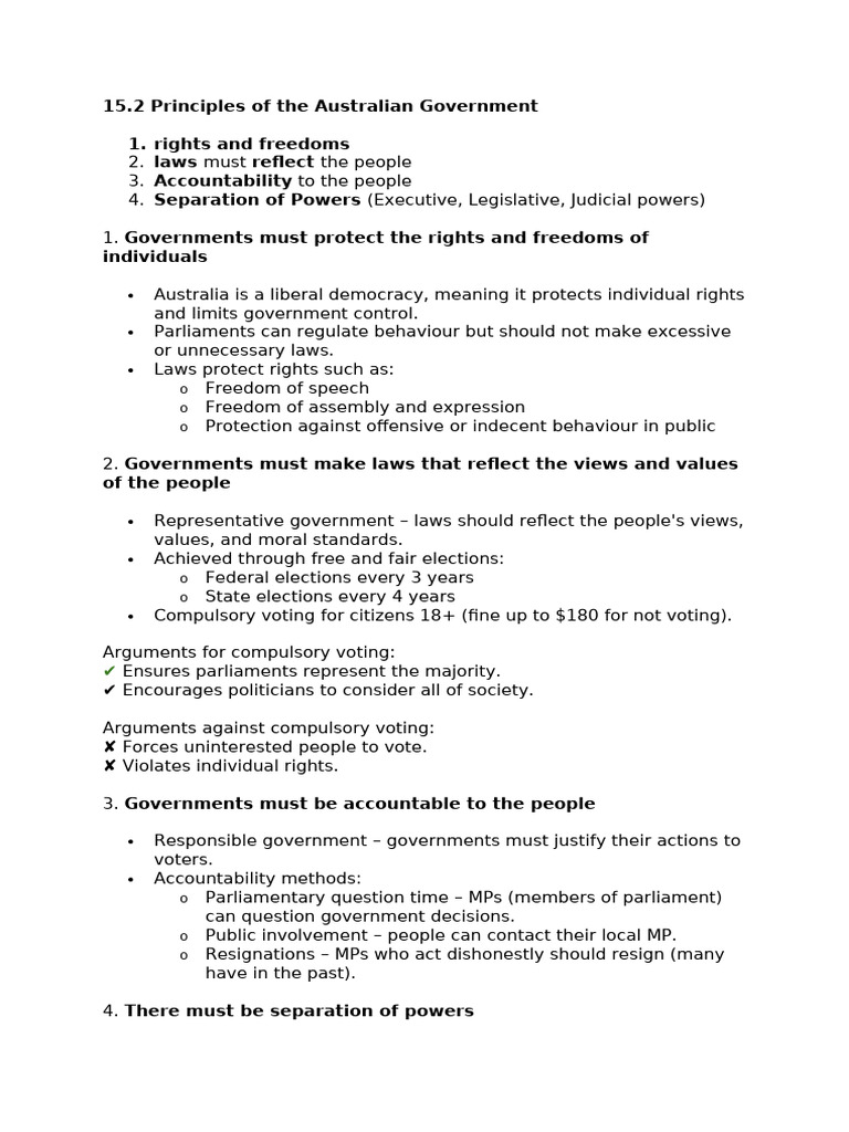 15.2 Principles of Aus Government | PDF | Separation Of Powers | Elections