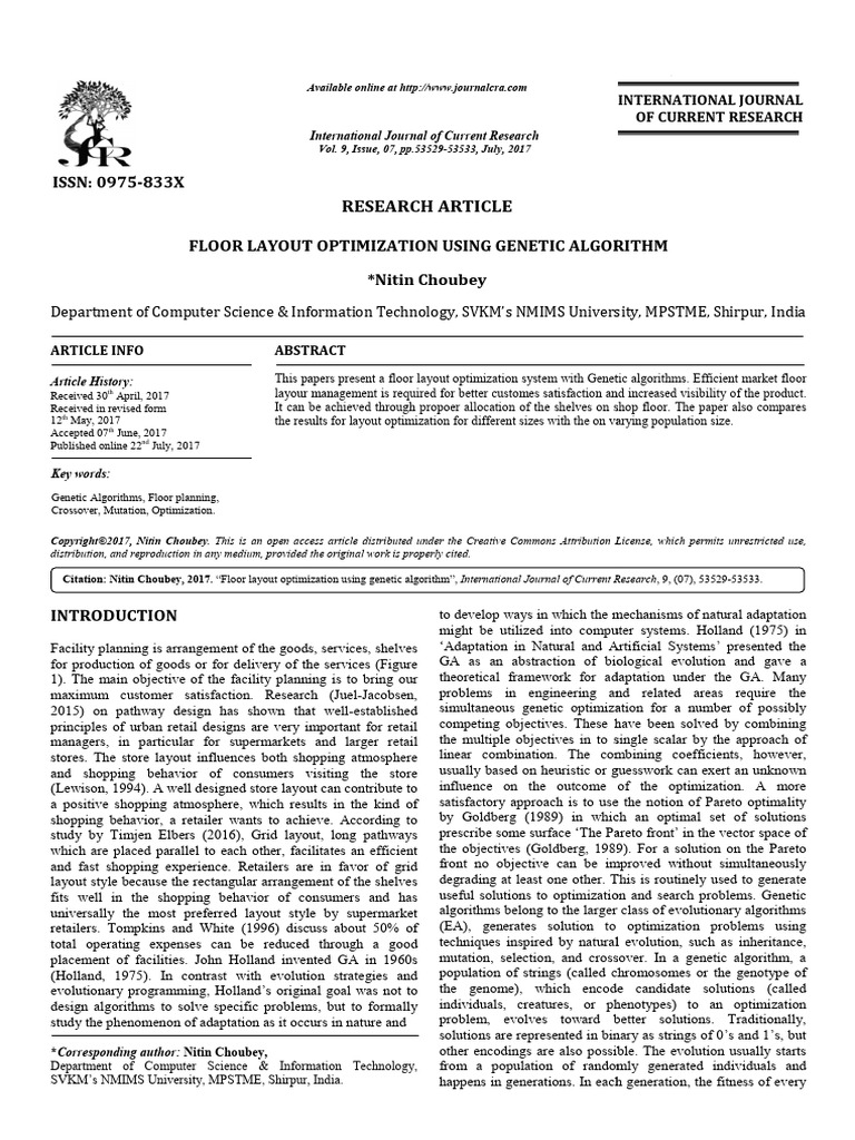 Floor Layout Optimization Using Genetic Algorithm | PDF | Genetic Algorithm | Biology