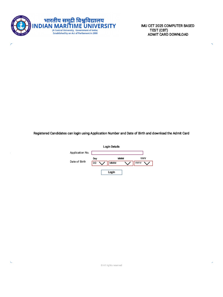 Imu Cet Admit Card | PDF