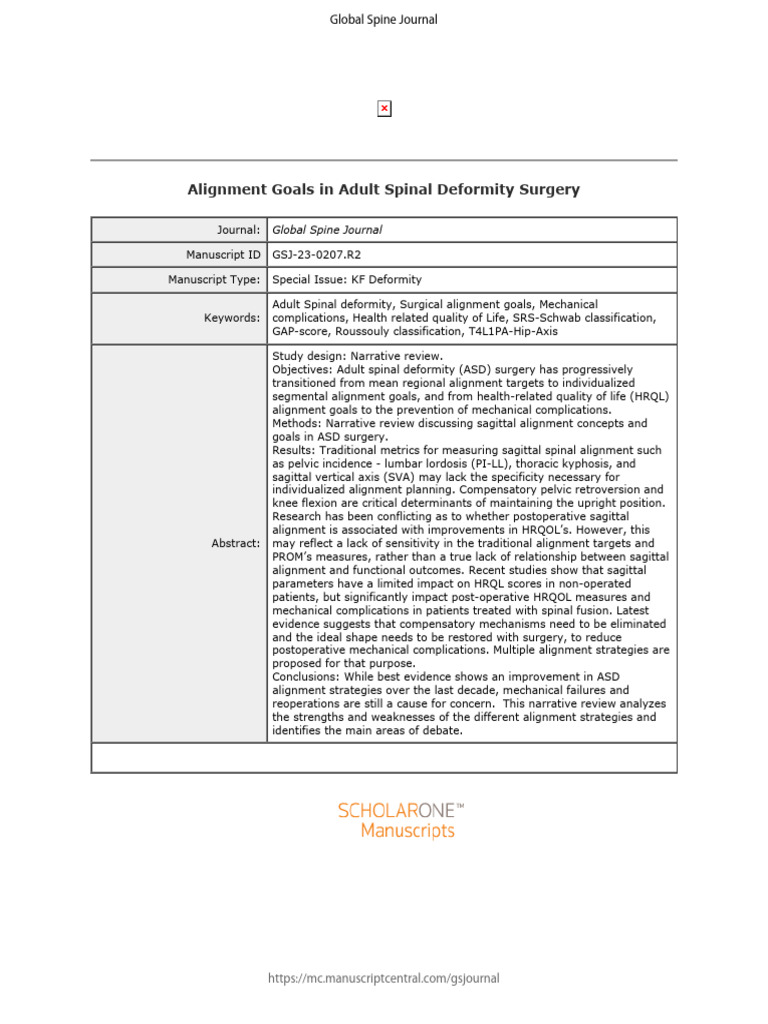 Alignment Goals in Adult Spinal Deformity Surgery | PDF | Vertebral ...