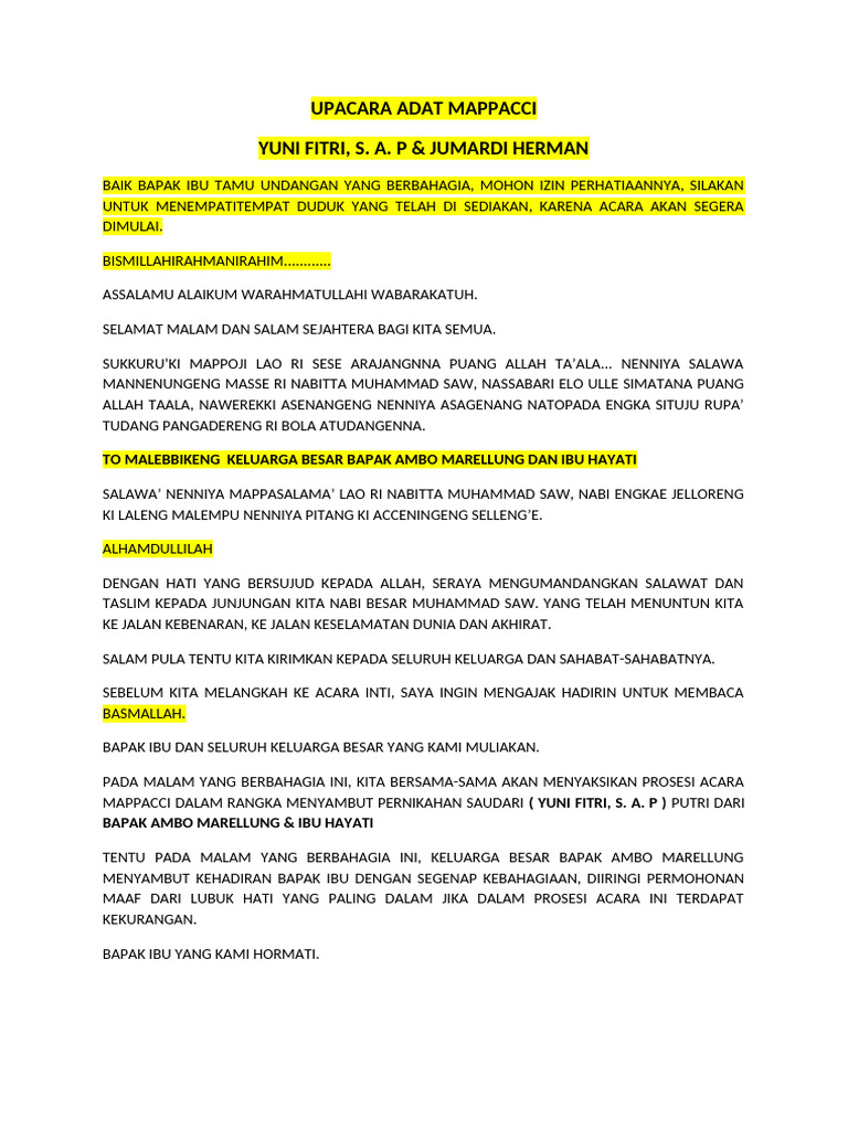 Dekorasi Upacara Mappacci Bugis | PDF