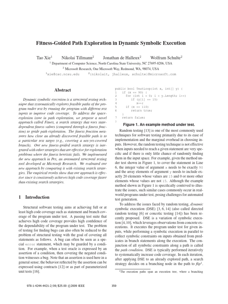 Fitness-Guided Path Exploration in Dynamic Symbolic Execution | PDF | Boolean Data Type ...