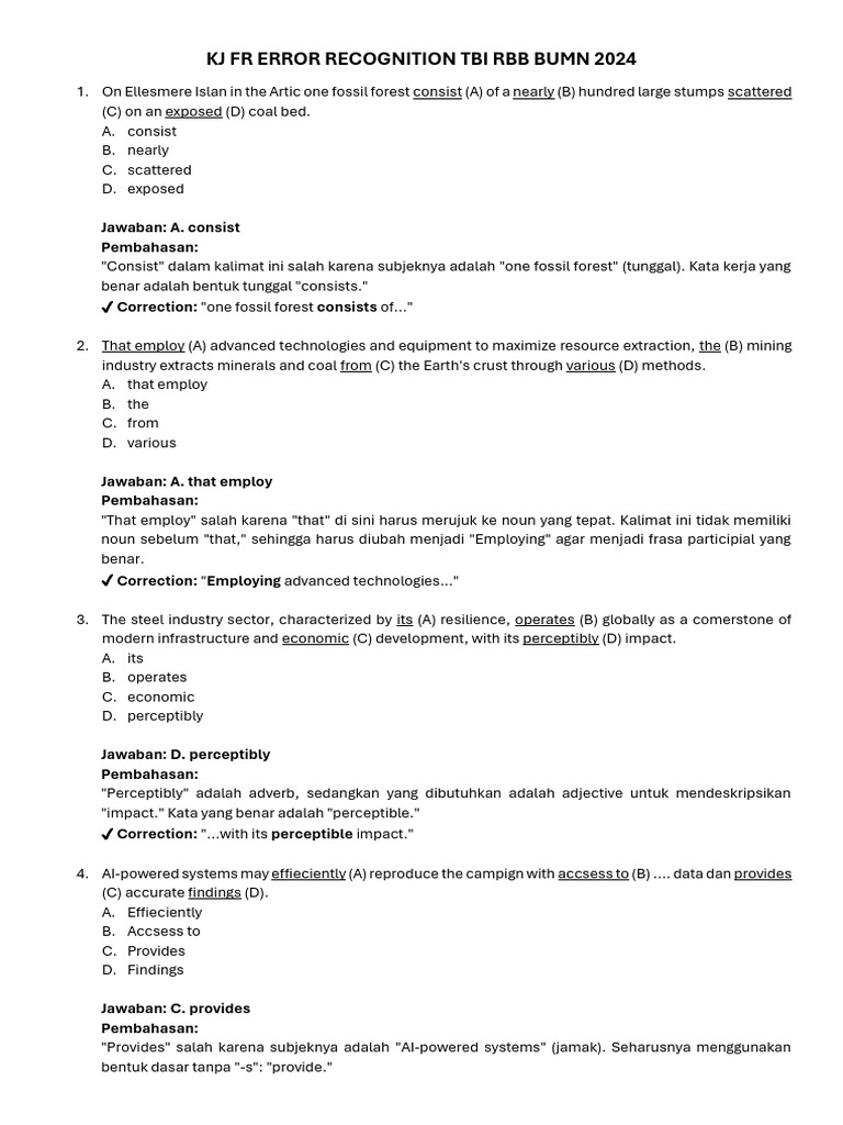 KJ FR Error Recognition Tbi RBB Bumn 2024 | PDF