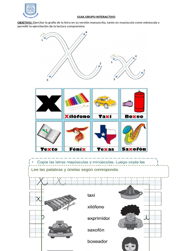 Guia Letra X - Grupo Interactivo | PDF