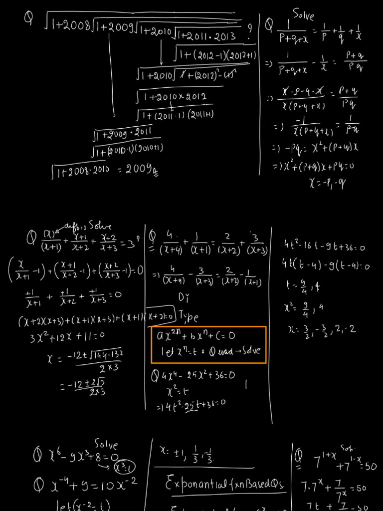 Basic Maths - L-07 - Solving Equations Various Method | PDF