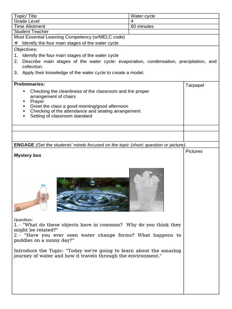 Lesson Plan 3 Bodies of Water 2 1 | PDF | Water | Water Cycle