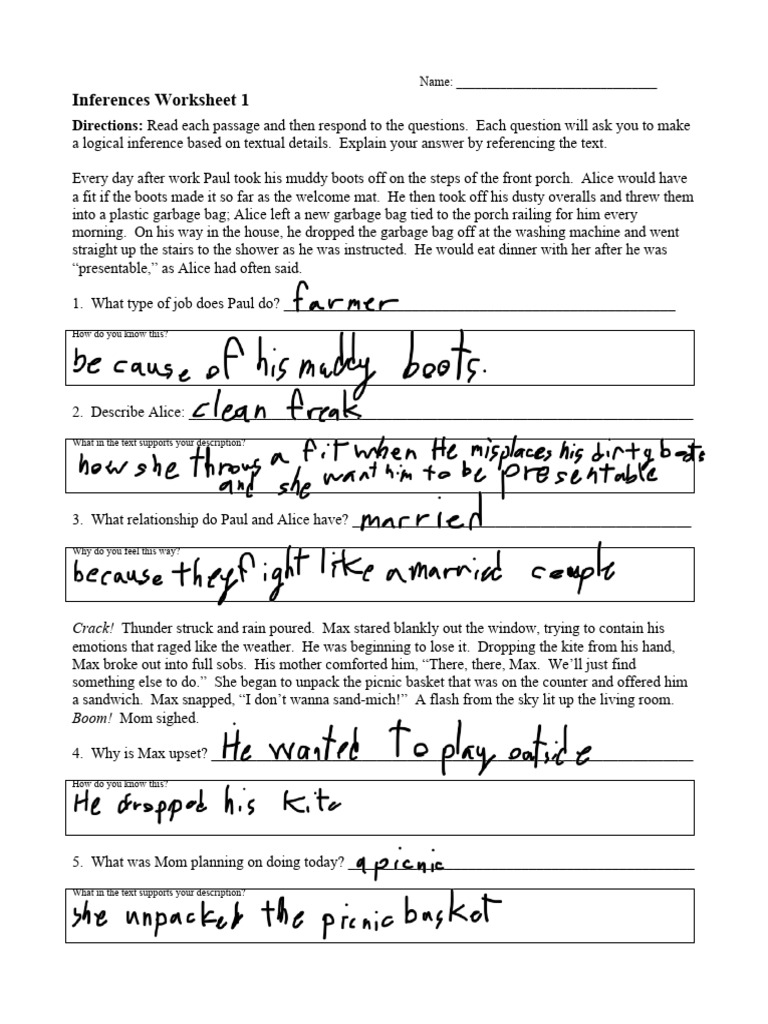 Inference Practice Worksheet for Students | PDF