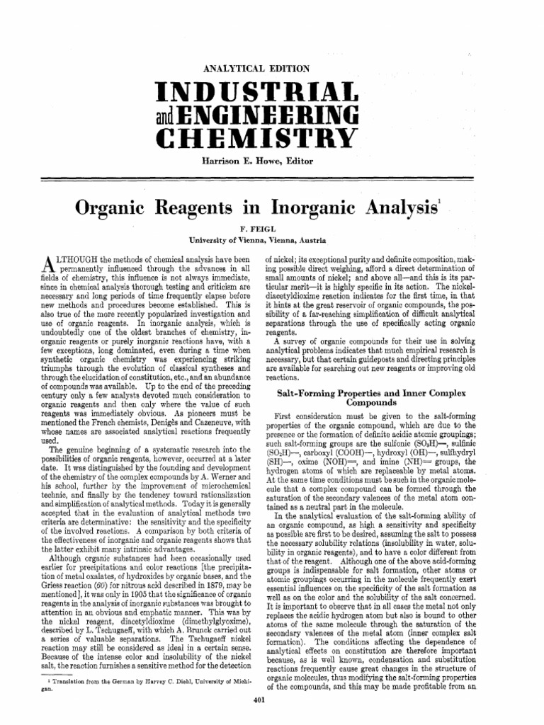 Organic Reagents in Inorganic Analysis | PDF | Salt (Chemistry ...