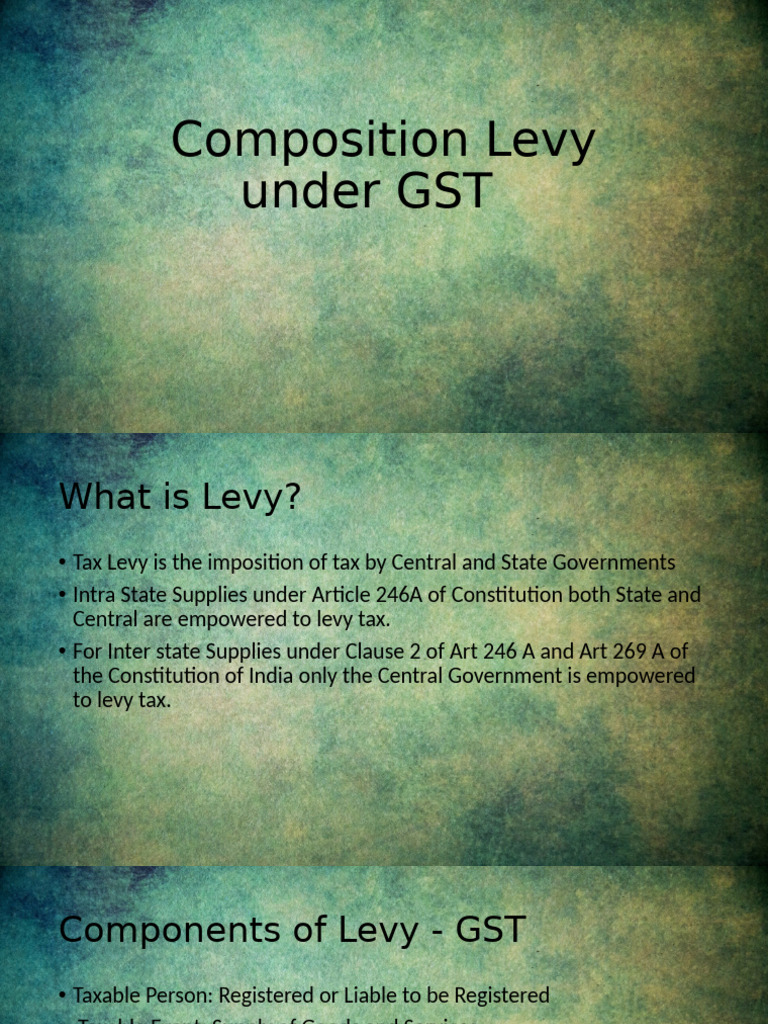 Composition Levy | PDF | Taxes | Value Added Tax