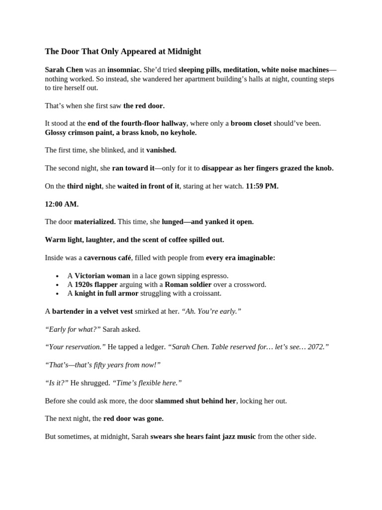 The Door That Only Appeared at Midnight | PDF