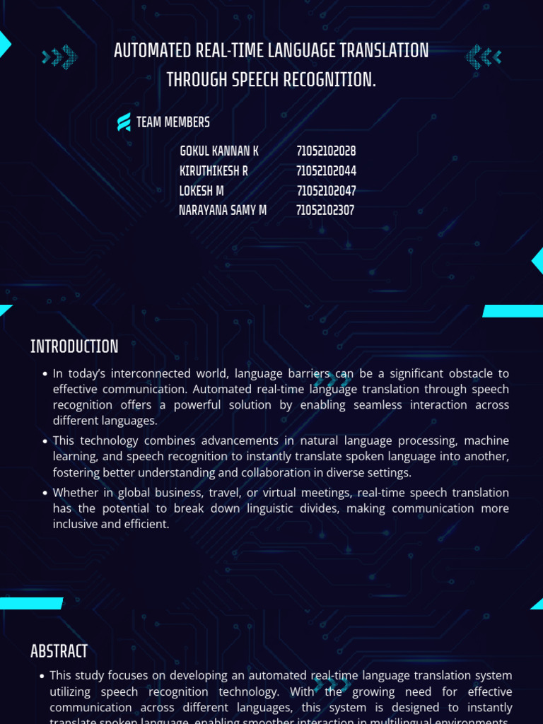 Automated Real-Time Language Translation Through Speech Recognition. | PDF | Speech Recognition ...