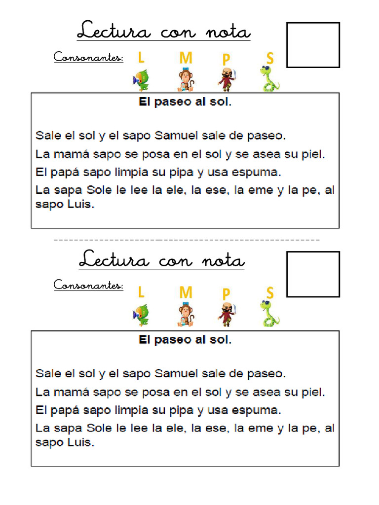 Lectura L M P S Consonantes | PDF