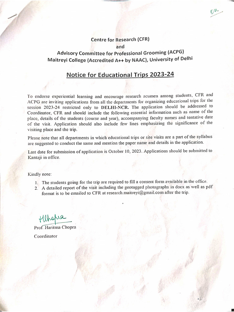 2023-24 Notice For Educational Trip23-24 | PDF