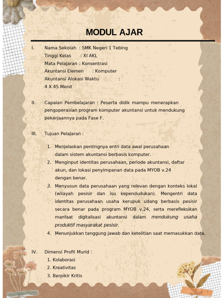 Modul Ajar, LKPD Terintegrasi Program SSK | PDF