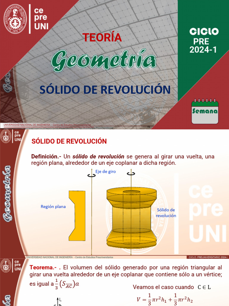 Sólidos de Revolución: Definiciones y Teoremas | PDF | Esfera | Formas ...