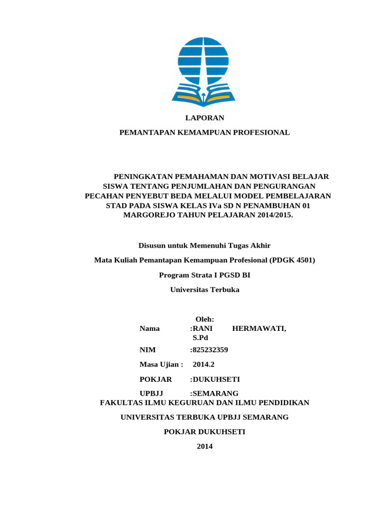 Contoh Laporan Pkp 1 | PDF