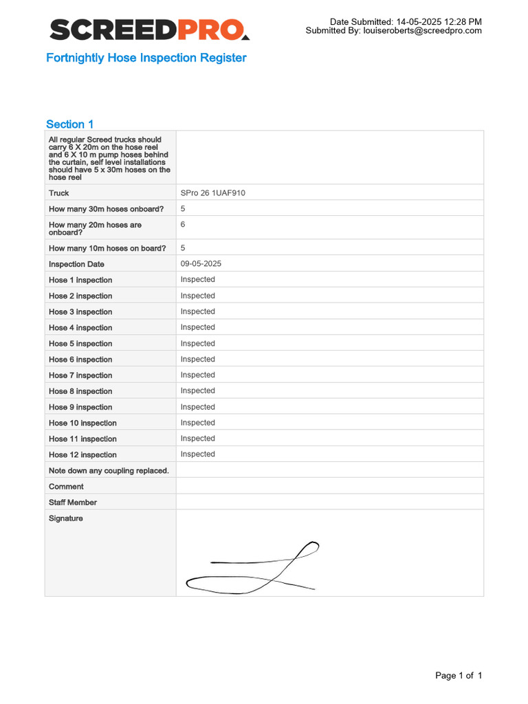 Screed Pro Hose Inspections | PDF