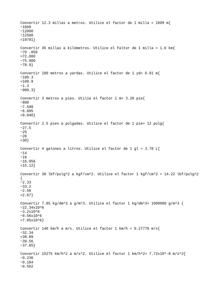Ejercicios Conversión Normales | PDF