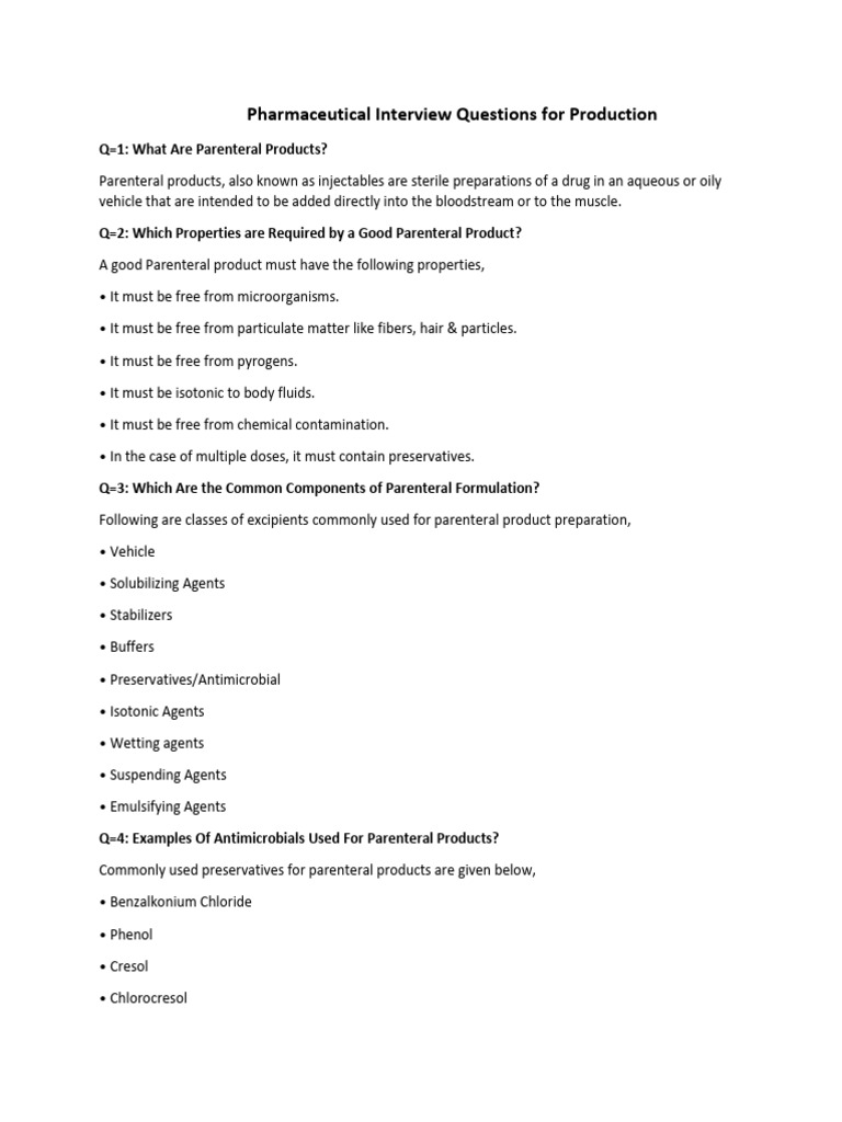 Pharmaceutical Production Interview Questions | PDF | Tablet (Pharmacy)