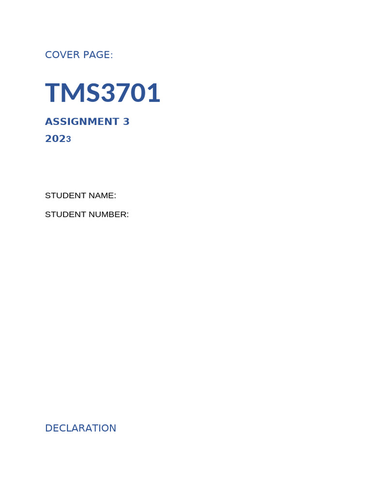 TMS3701 ASSIGNMENT 3 2023 Final | PDF | Depreciation | Learning