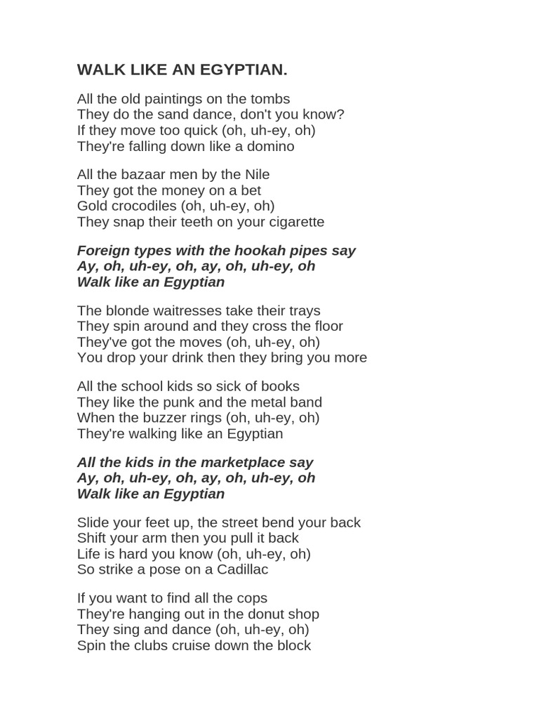 Walk Like An Egyptian | PDF