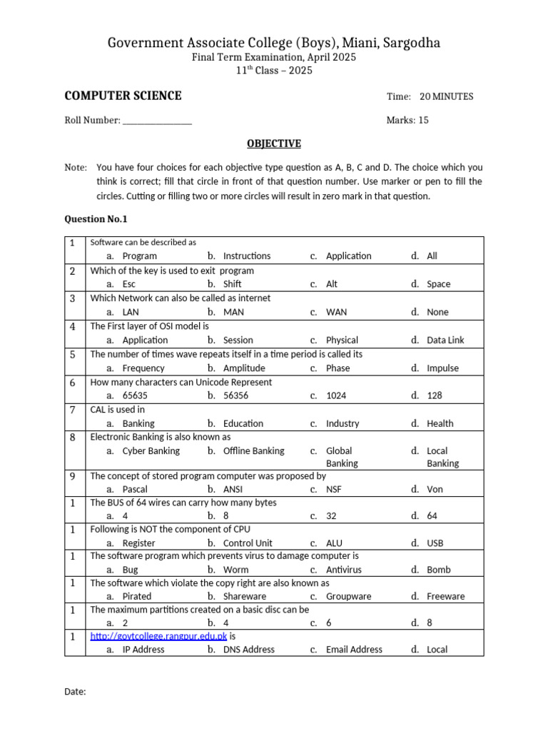 Computer Science 1ST Year | PDF | Computing | Computer Science