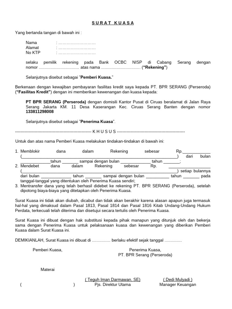 Surat Kuasa Nisp-1 | PDF