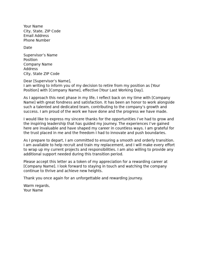 Retirement Resignation Letter Template | PDF