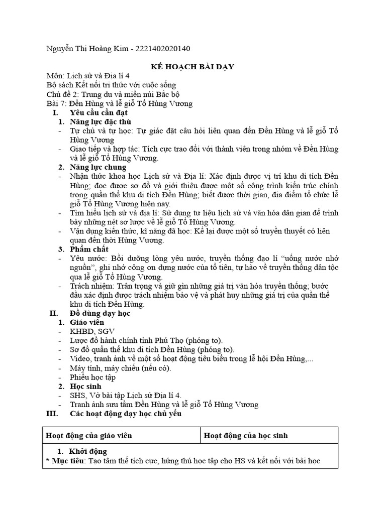 KHBD LS&ĐL 4 - Tổ Chức Tnxh | PDF