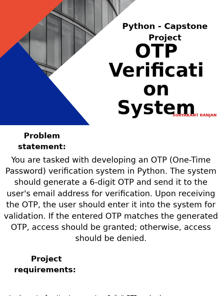 Python OTP Verification System Guide | PDF | Email Address | Usability