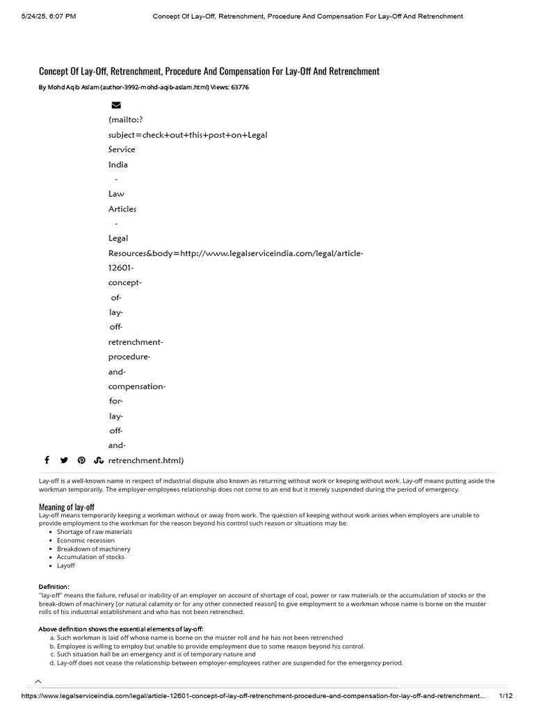 Lay-Off and Retrenchment: Procedures & Compensation | PDF | Layoff ...