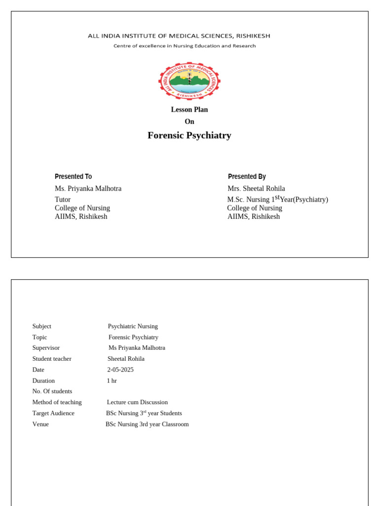 Forensic Psychiatry in Nursing Education | PDF | Insanity Defense ...