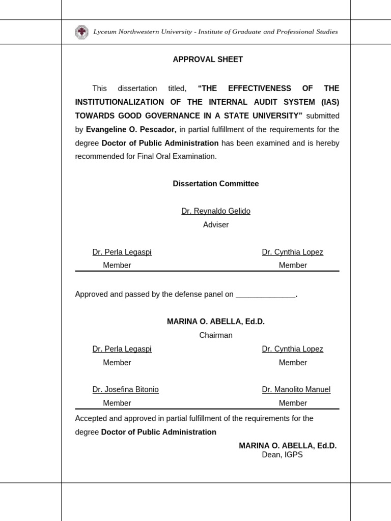 Dissertation and Certificate of Admission To Candidacy | PDF