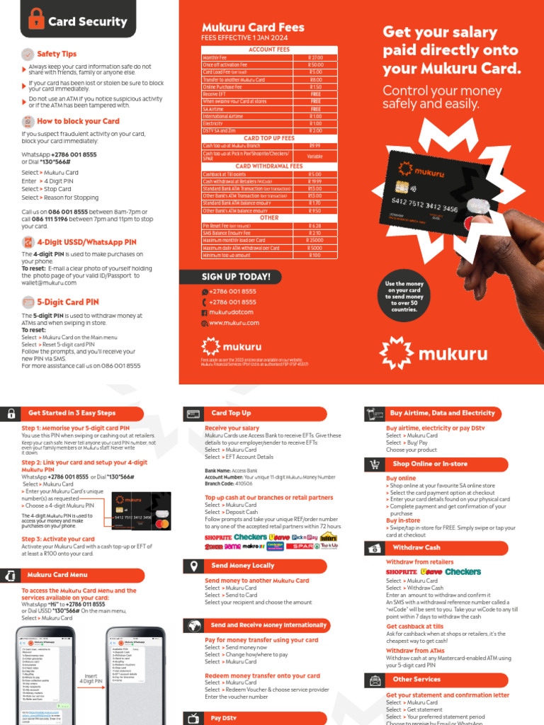 Mukuru Card Security and Fees Guide | PDF | Automated Teller Machine ...