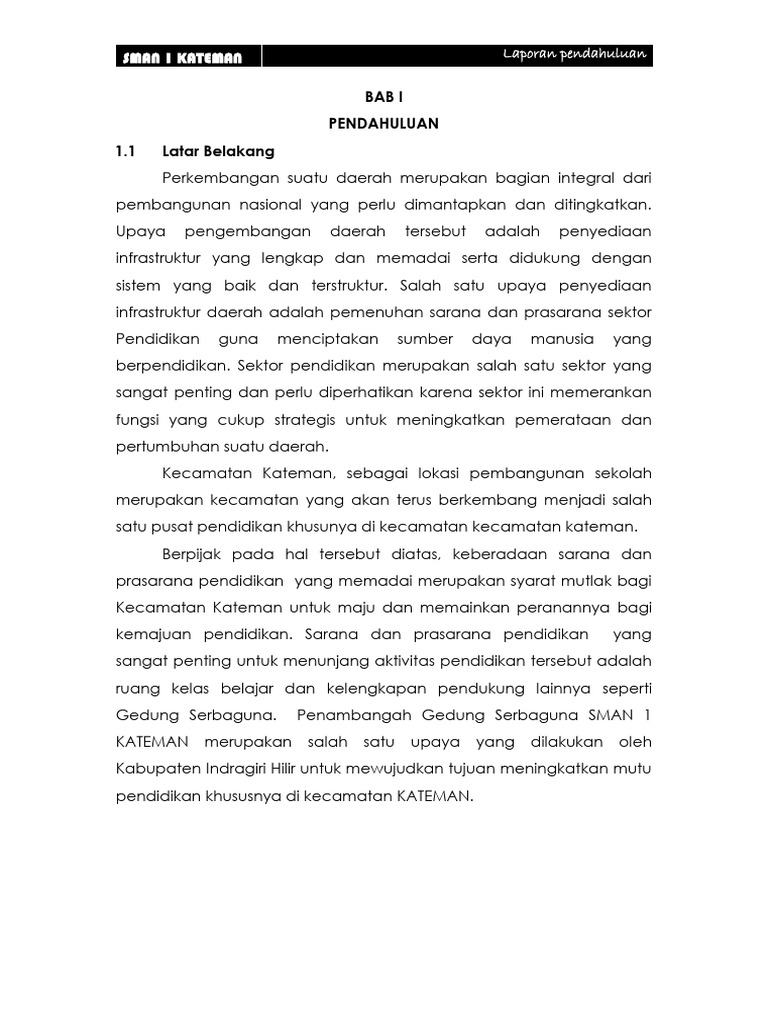 Rencana Pembangunan Gedung SMAN 1 Kateman | PDF