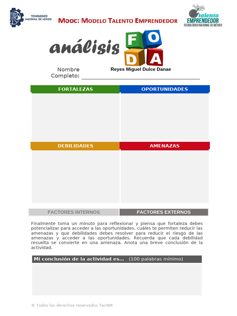 Formato Actividad9 Plantilla Analisis FODA | PDF