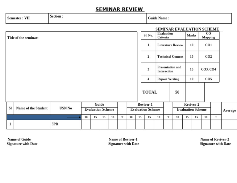 Seminar Evaluation Criteria Overview | PDF