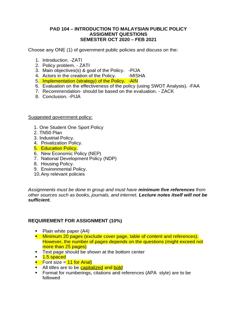 Group Assignment Questions Pad 104 - Oct 2020 - Covid | PDF | Policy | Human Communication