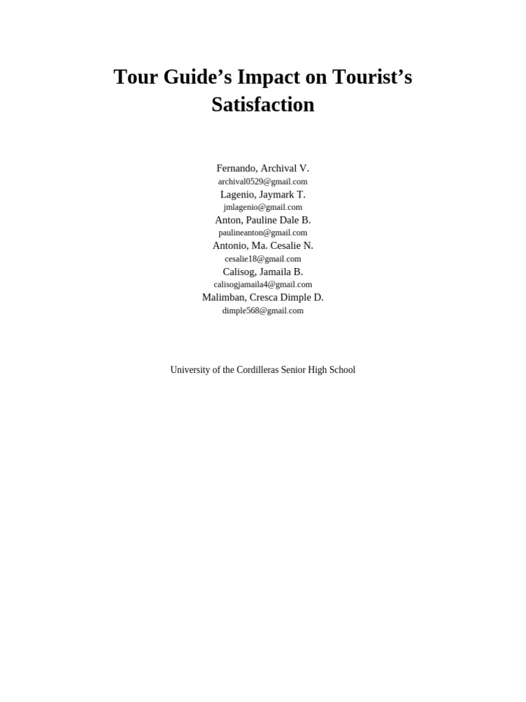 CHAPTER 1 - Tour Guide's Impact On Tourist's Satisfaction | PDF ...