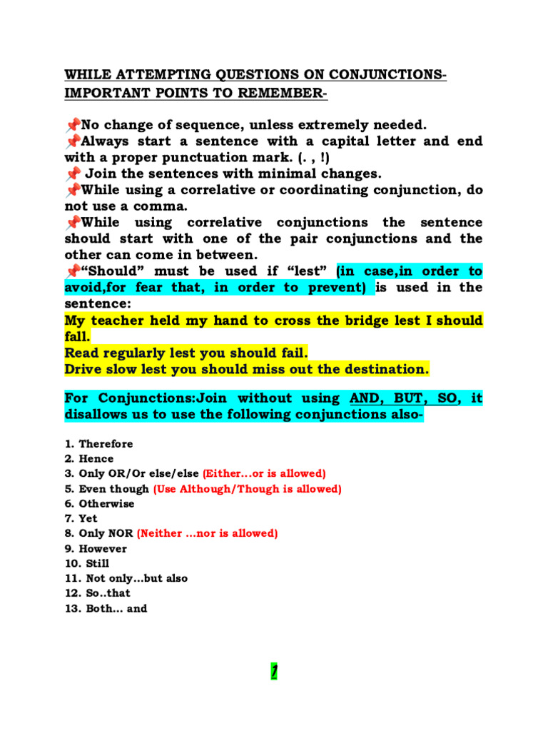 Conjunction Rules | PDF | Language Mechanics | Grammar
