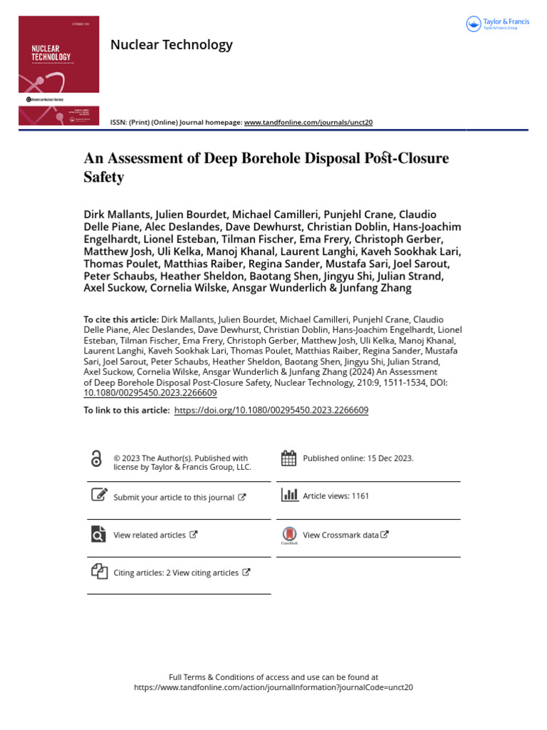 An Assessment of Deep Borehole Disposal Post-Closure Safety | PDF ...