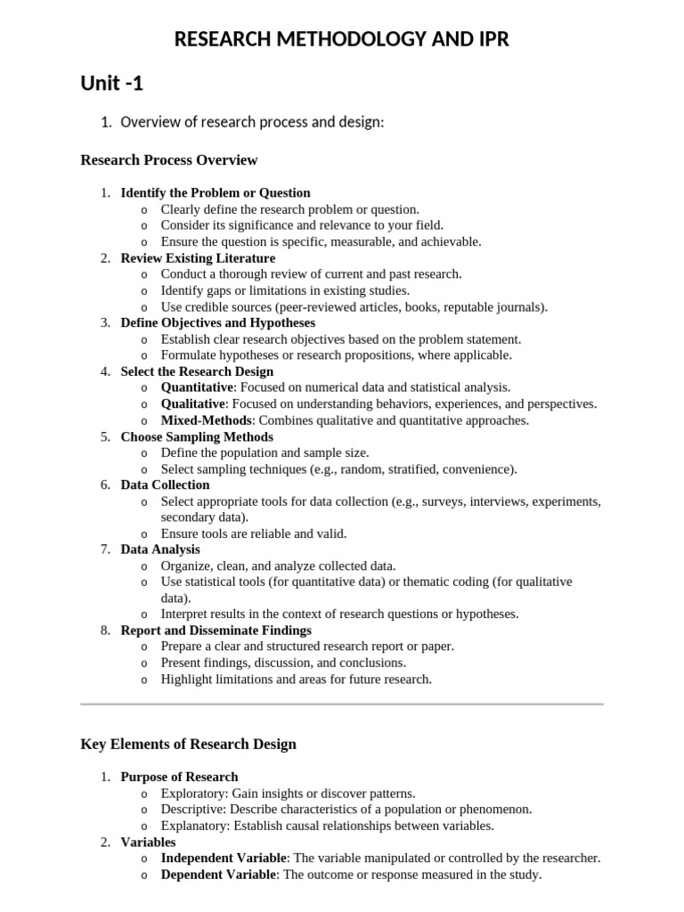 Research Methodology and Ipr Notes | PDF | Survey Methodology | Experiment